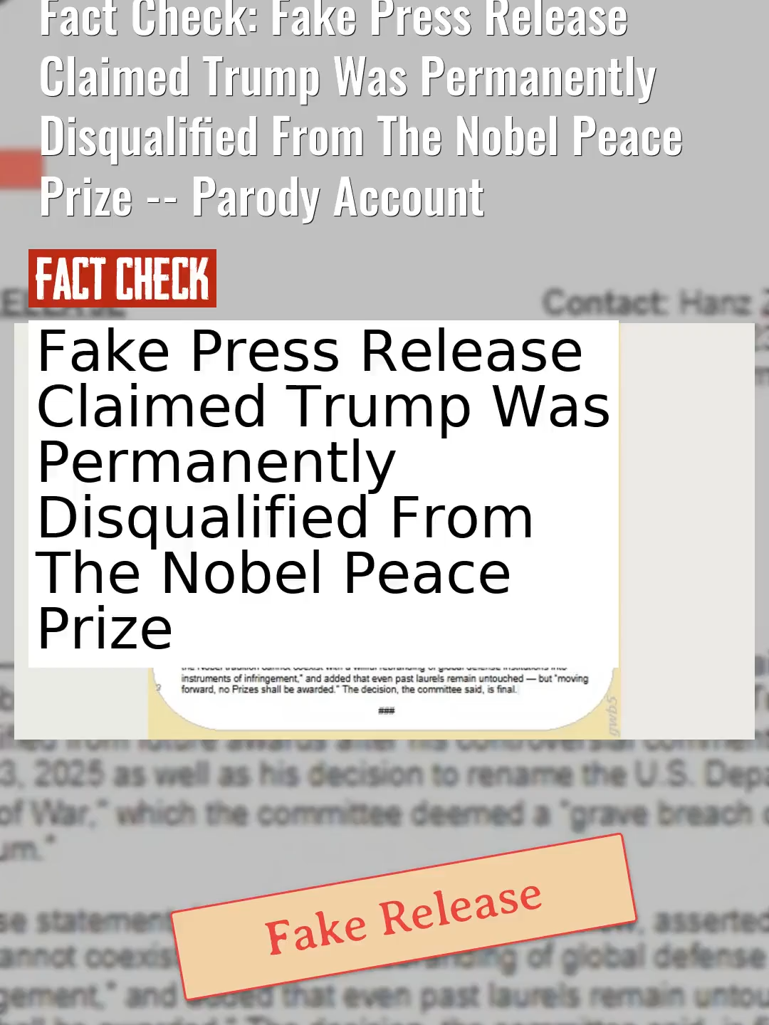 Fact Check: Fake Press Release Claimed | LeadStories (@leadstories)