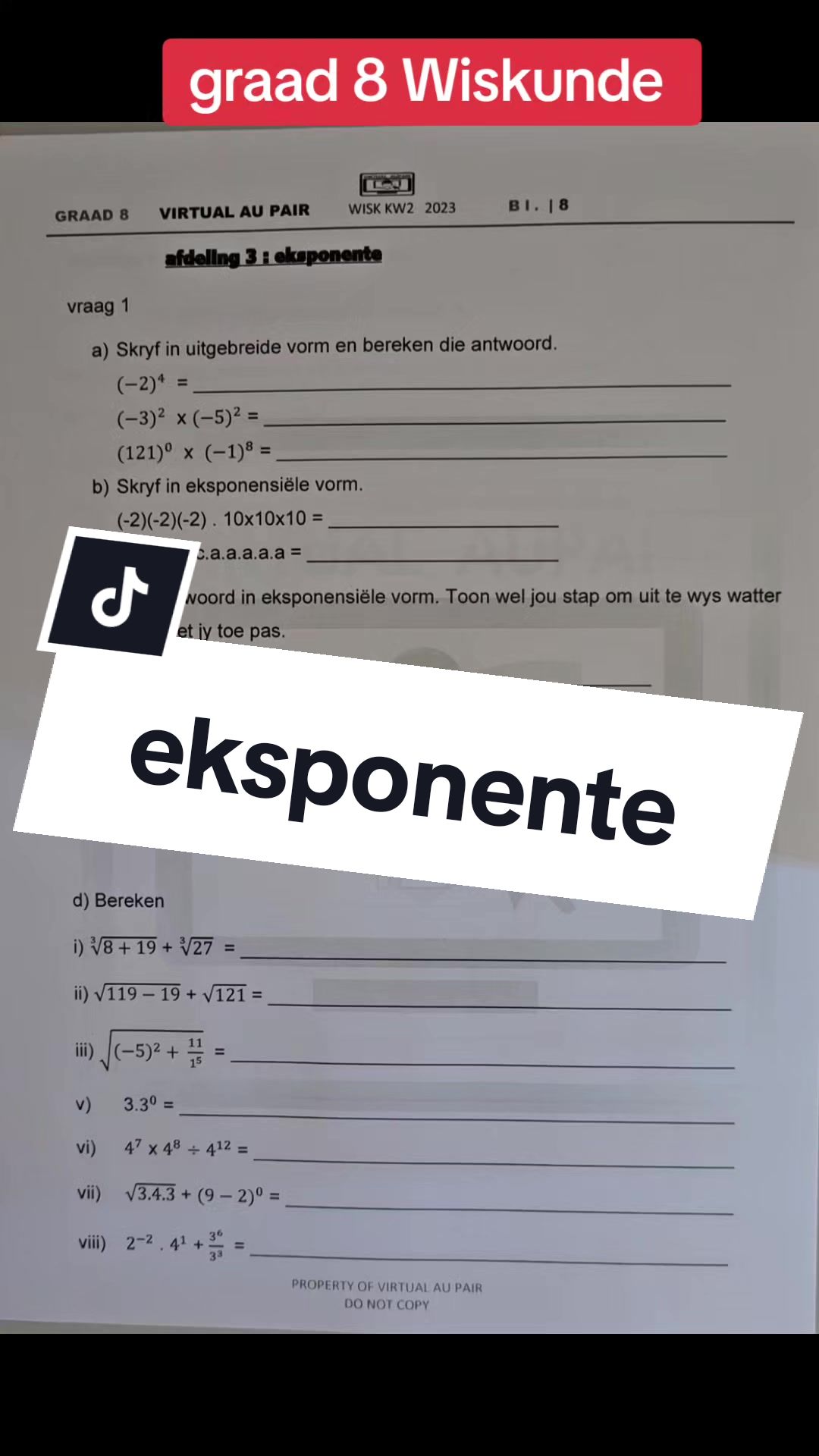 Graad 8 Wiskunde eksponente. Berei voor | StudyTok | Maths with Jess ...