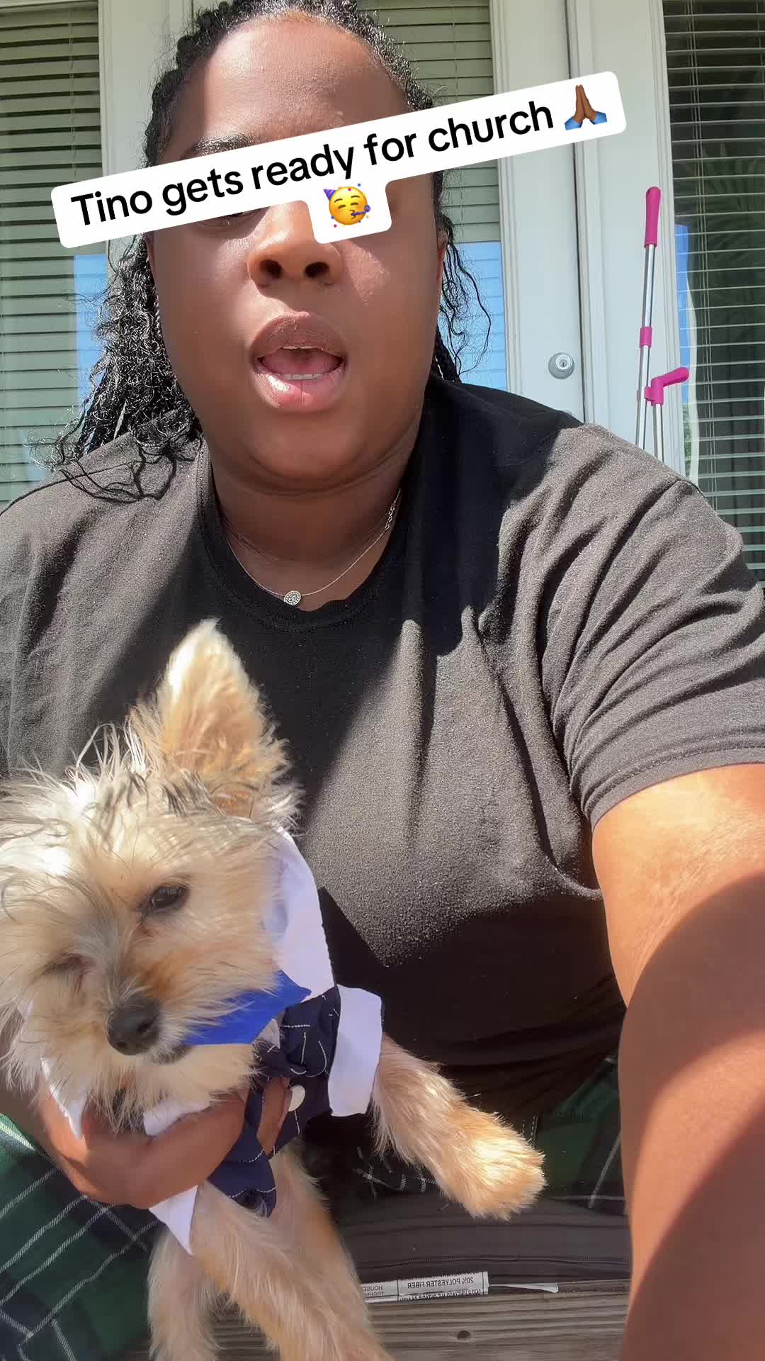 Yorkie gets ready for church | Tino and Ro (@rosezhae)