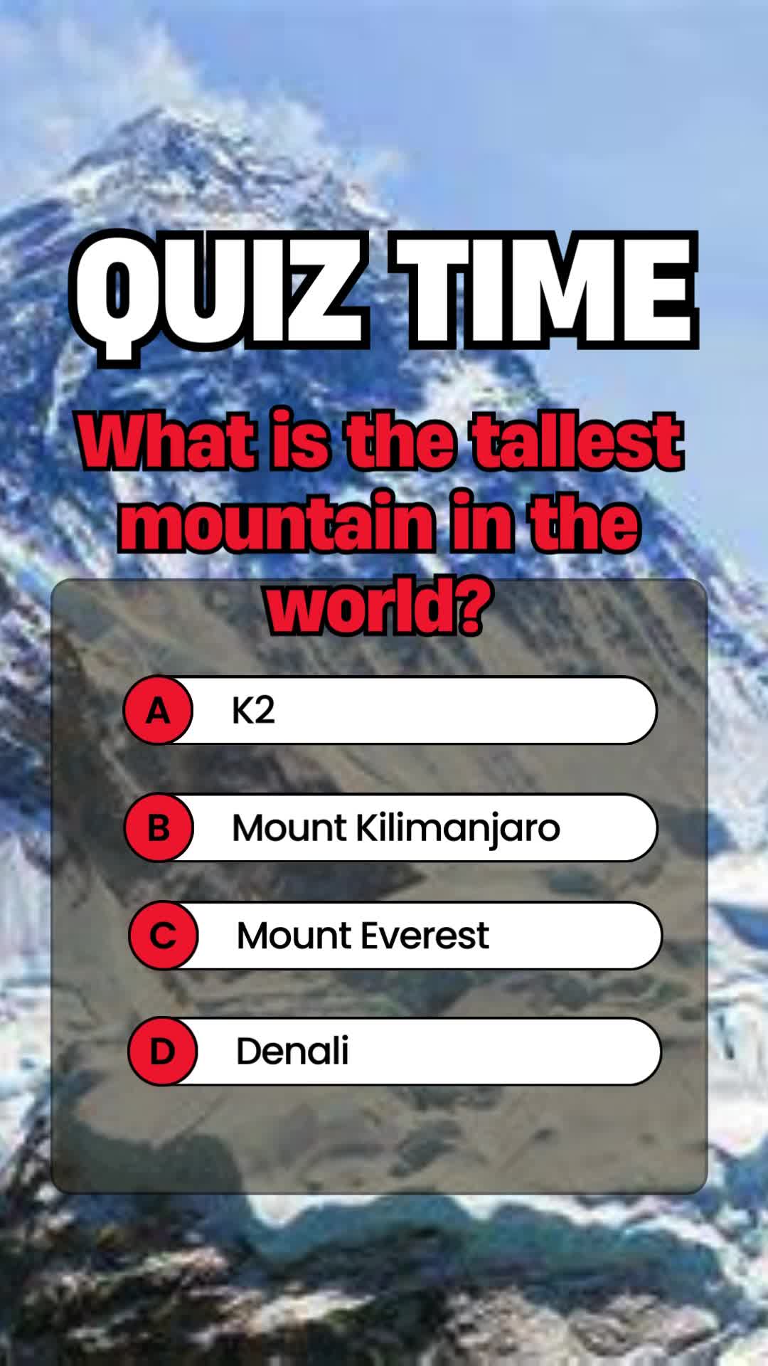 What is the tallest mountain in the | Quiz Time Master Channel ...