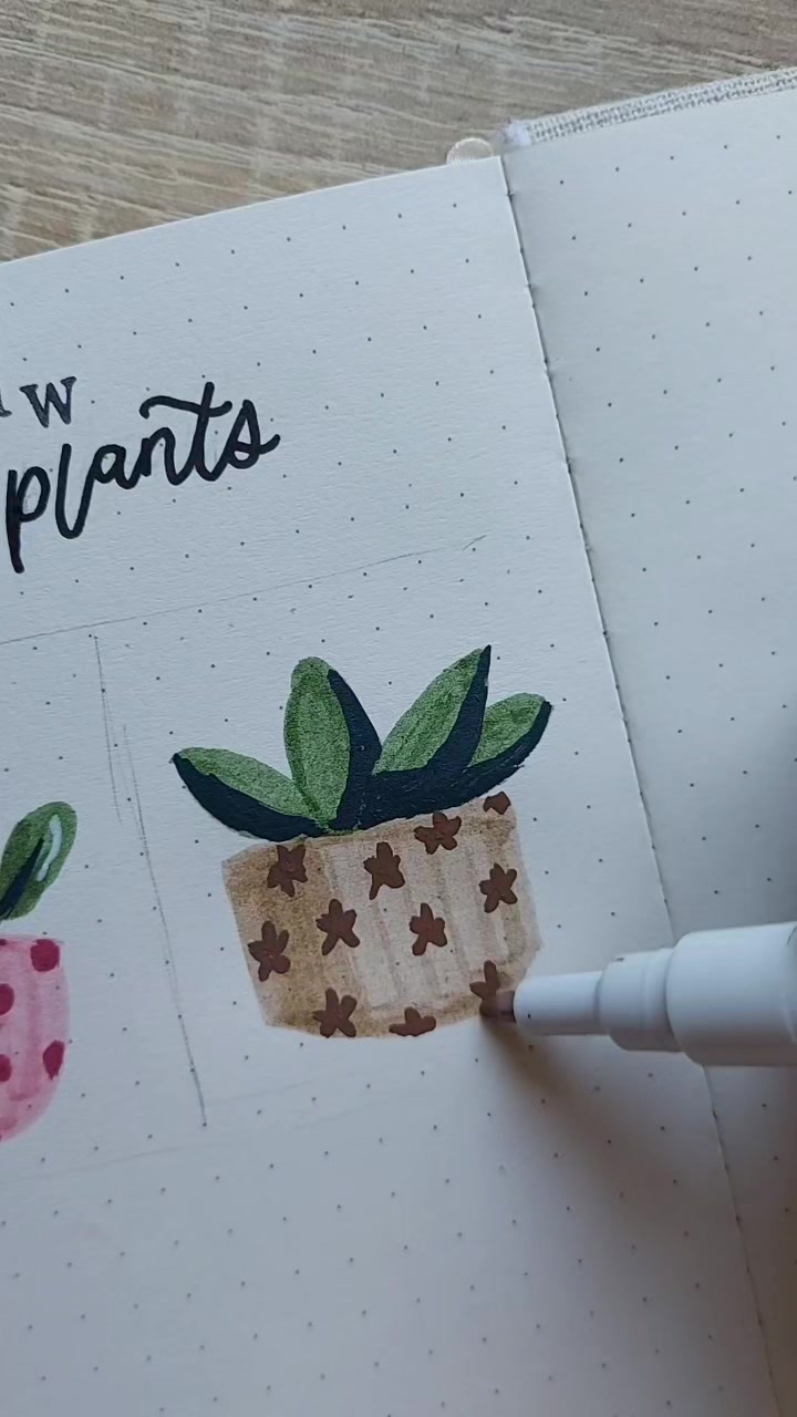 How to draw cute potted plants | Temi (@livingletterplans)