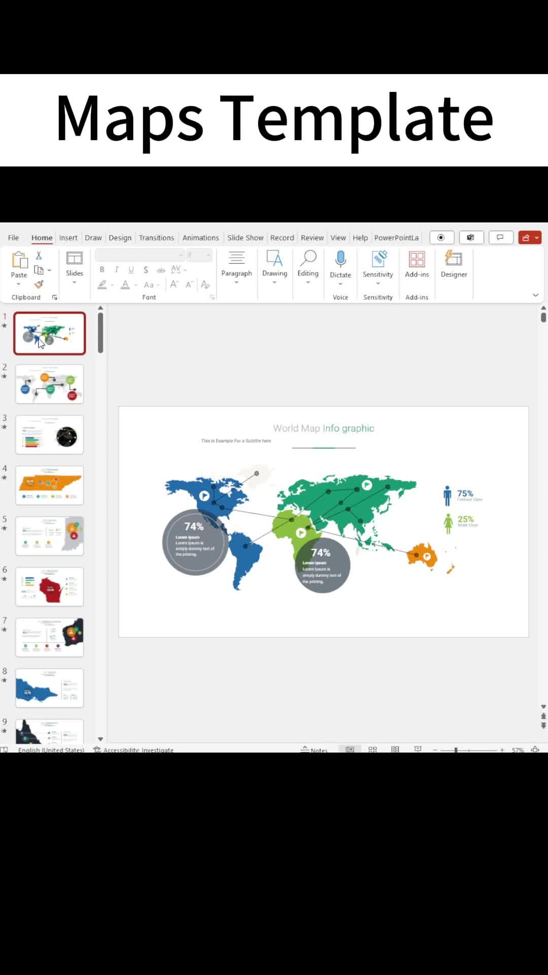 Powerpoint - map template #office | jtcdigital (@jtcdigital)