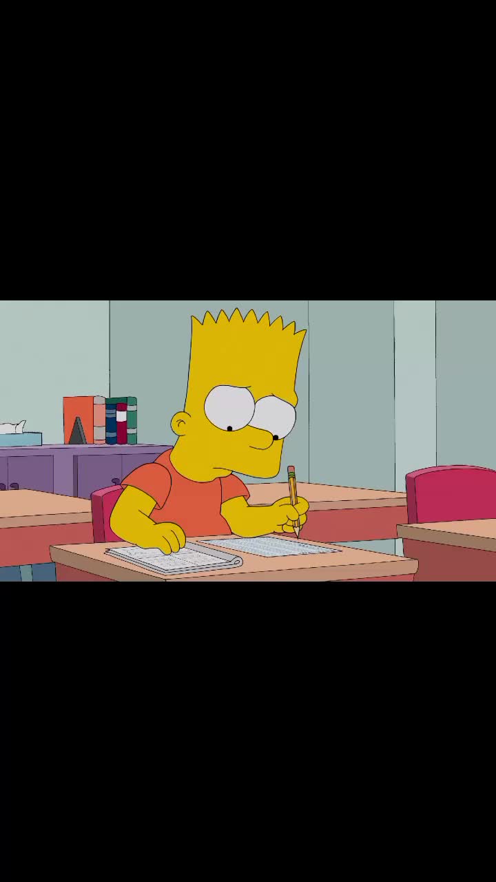 Bart Simpson writing test to save | Picmastudios1 (@picma_studios)