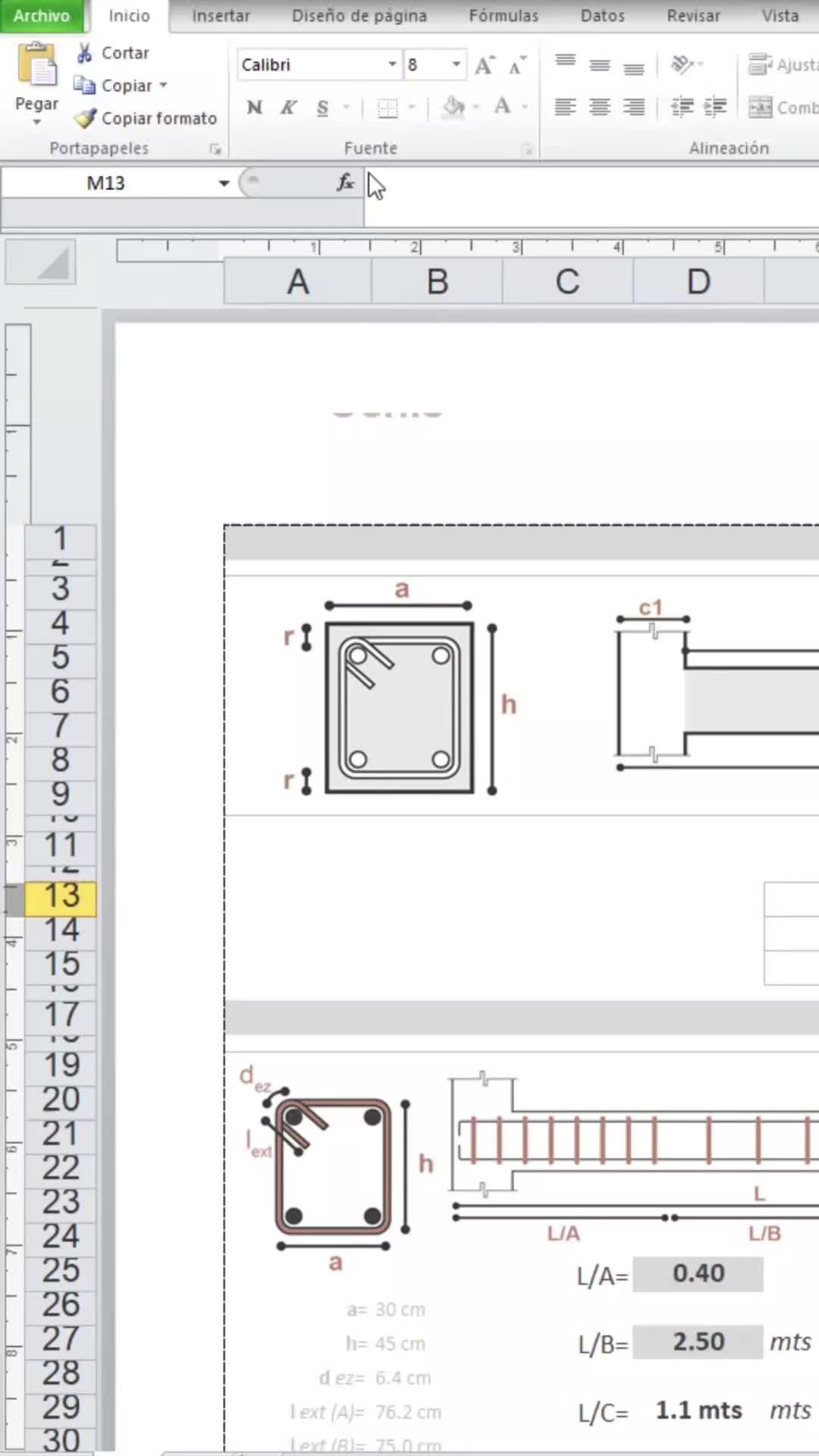 Plantilla excel calculo de vigas de | Arqui Uchis (@iamye0)
