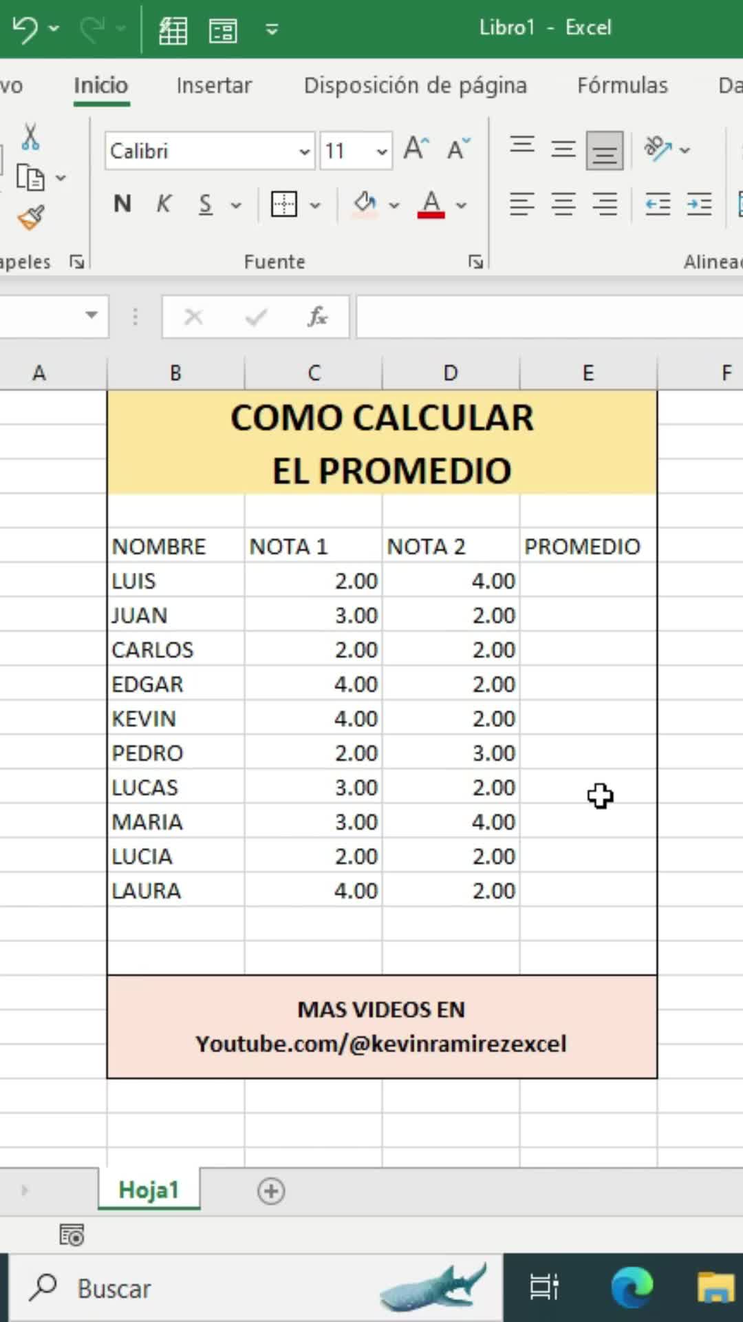 Como Calcular el PROMEDIO en Excel - - | Kevin Ramírez (@kevinj_ramirez)