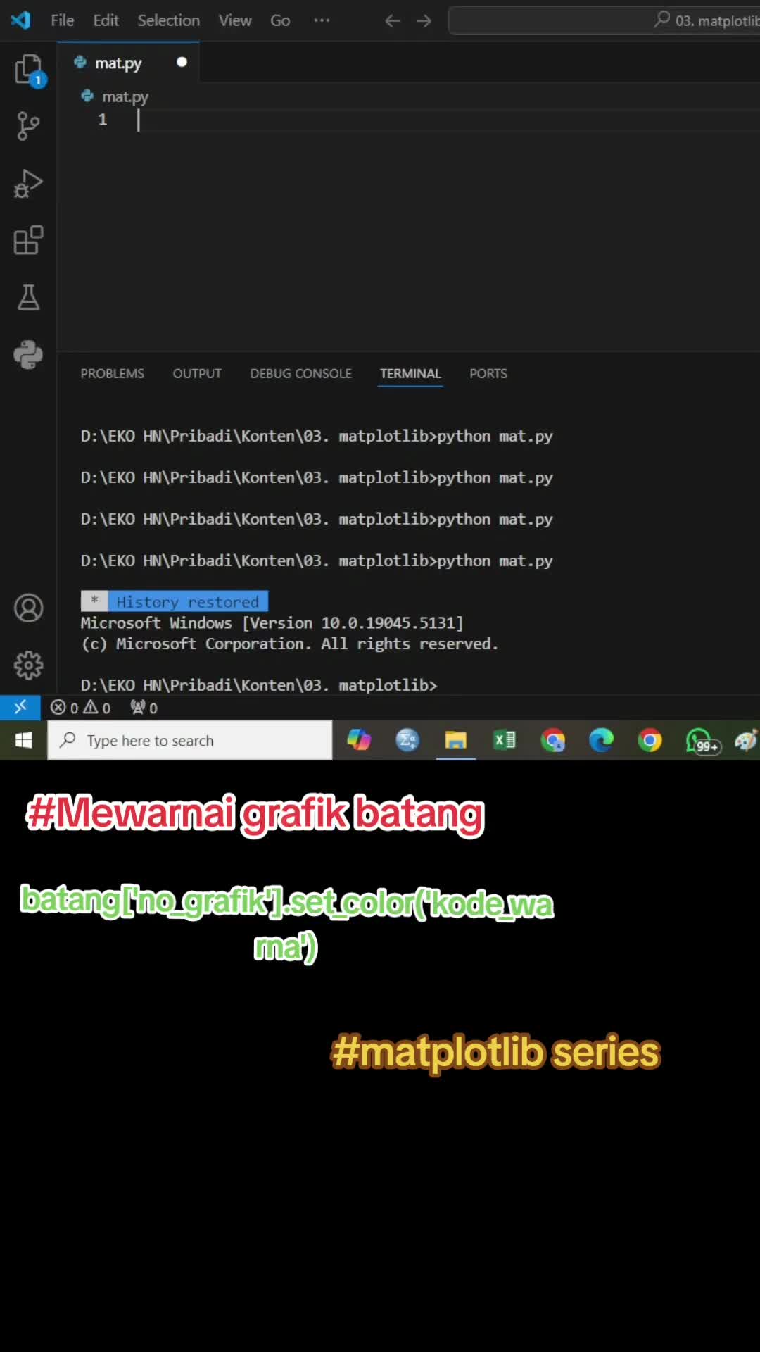 Mewarnai grafik batang di matplotlib | Kuliah Data Sains (@kuliahdatasains)