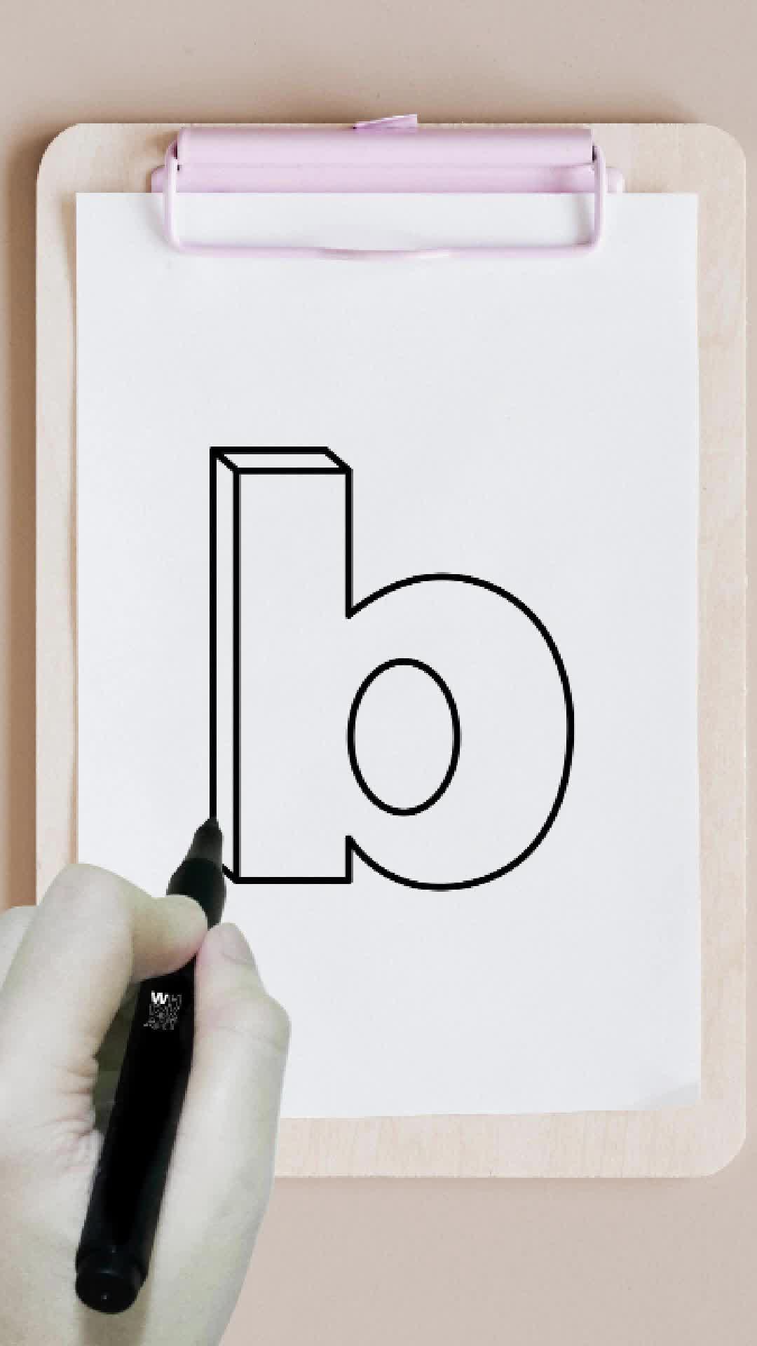how to draw a 3D small letter B | Whizk Art (@whizkart)