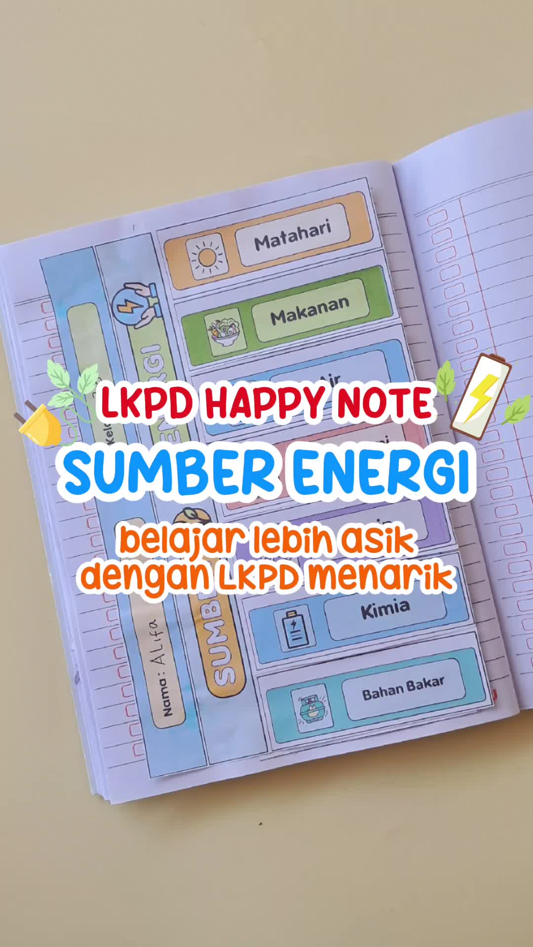 Happy Note Sumber Energi sebagai LKPD | GURARUMI (@gurarumi)