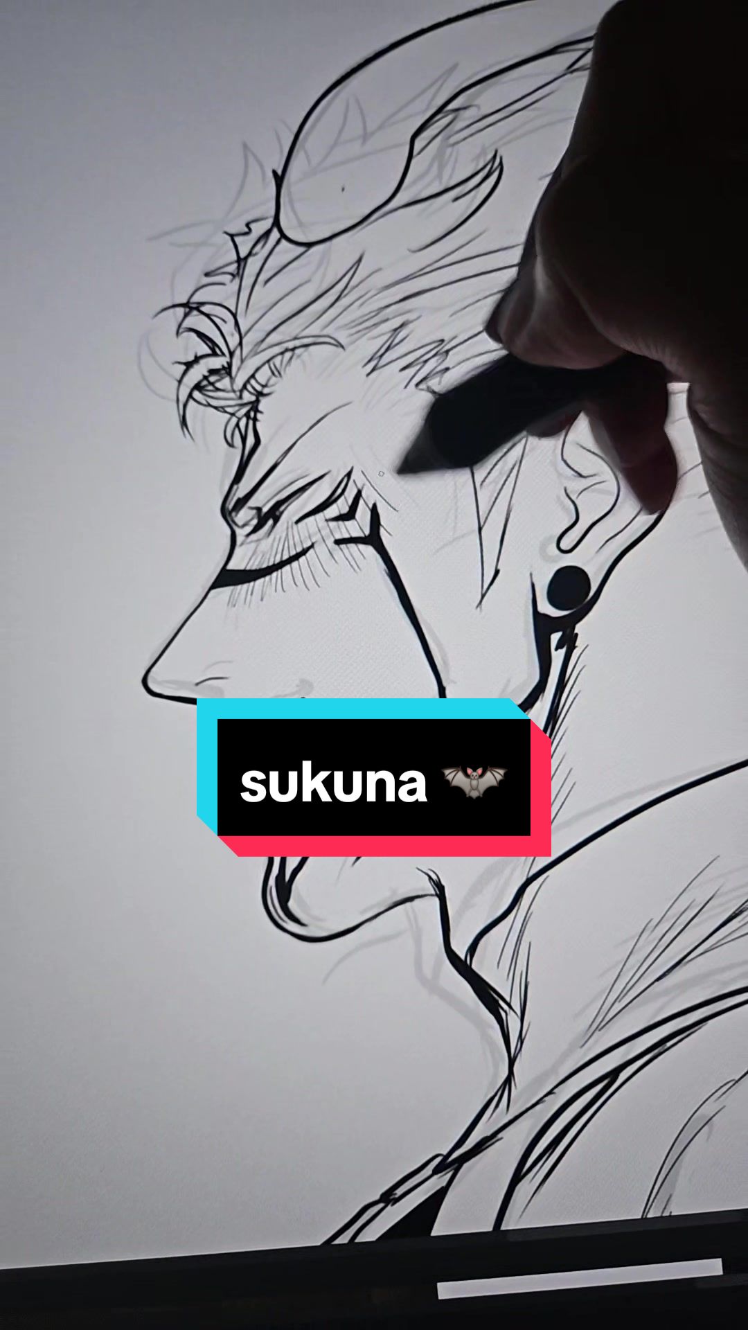 sukuna side profile lineart.#sukuna | sakimenz (@sakimenzz)
