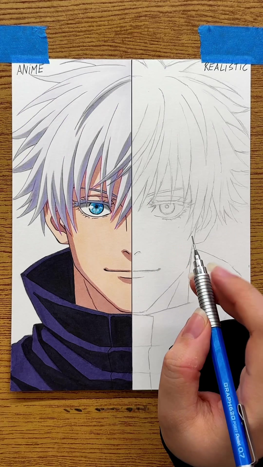 ANIME X REALISTIC Satoru Gojo drawing | Mayara Rodrigues (@mayara_scarlet)