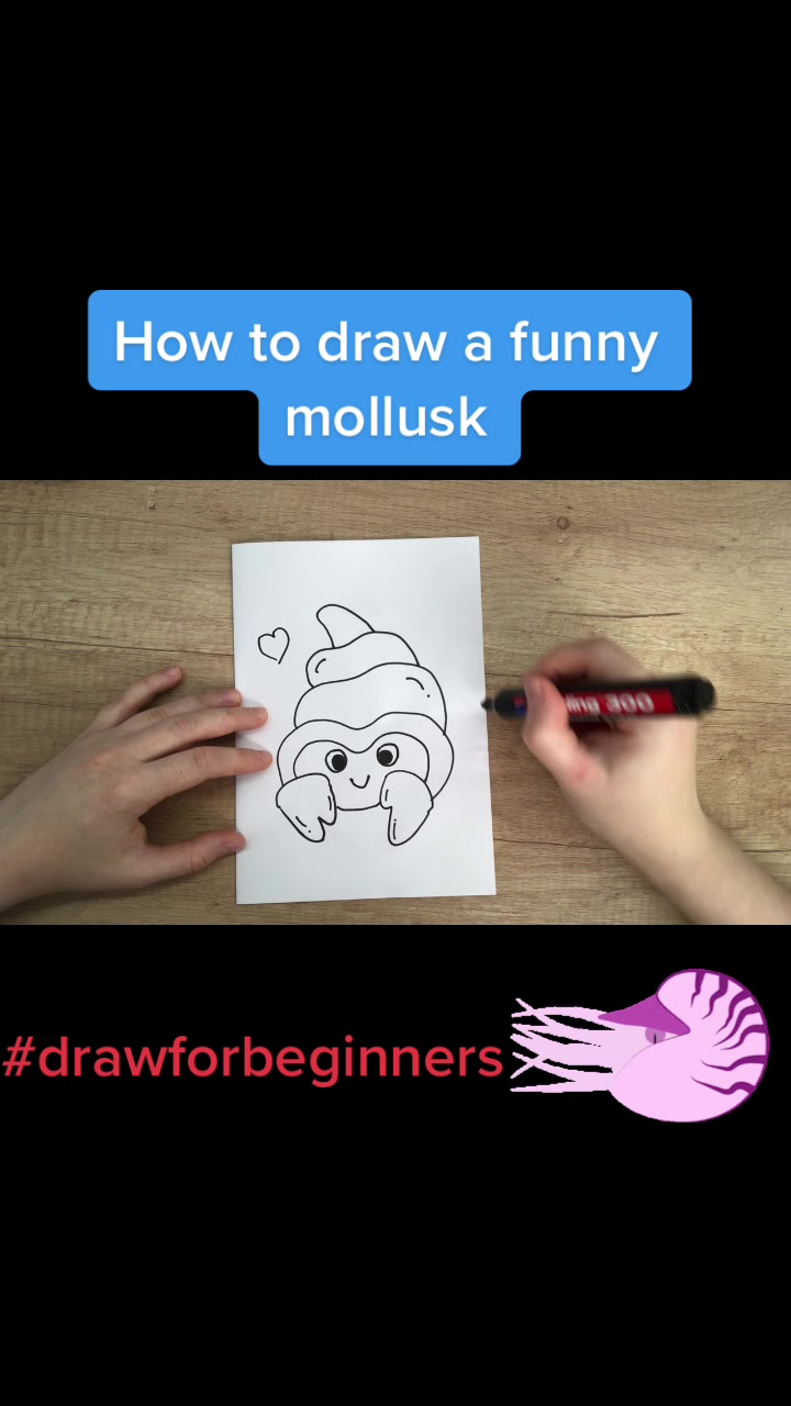 How to draw a cute mollusk easy🌊|step | July (@artdrawingeasy)