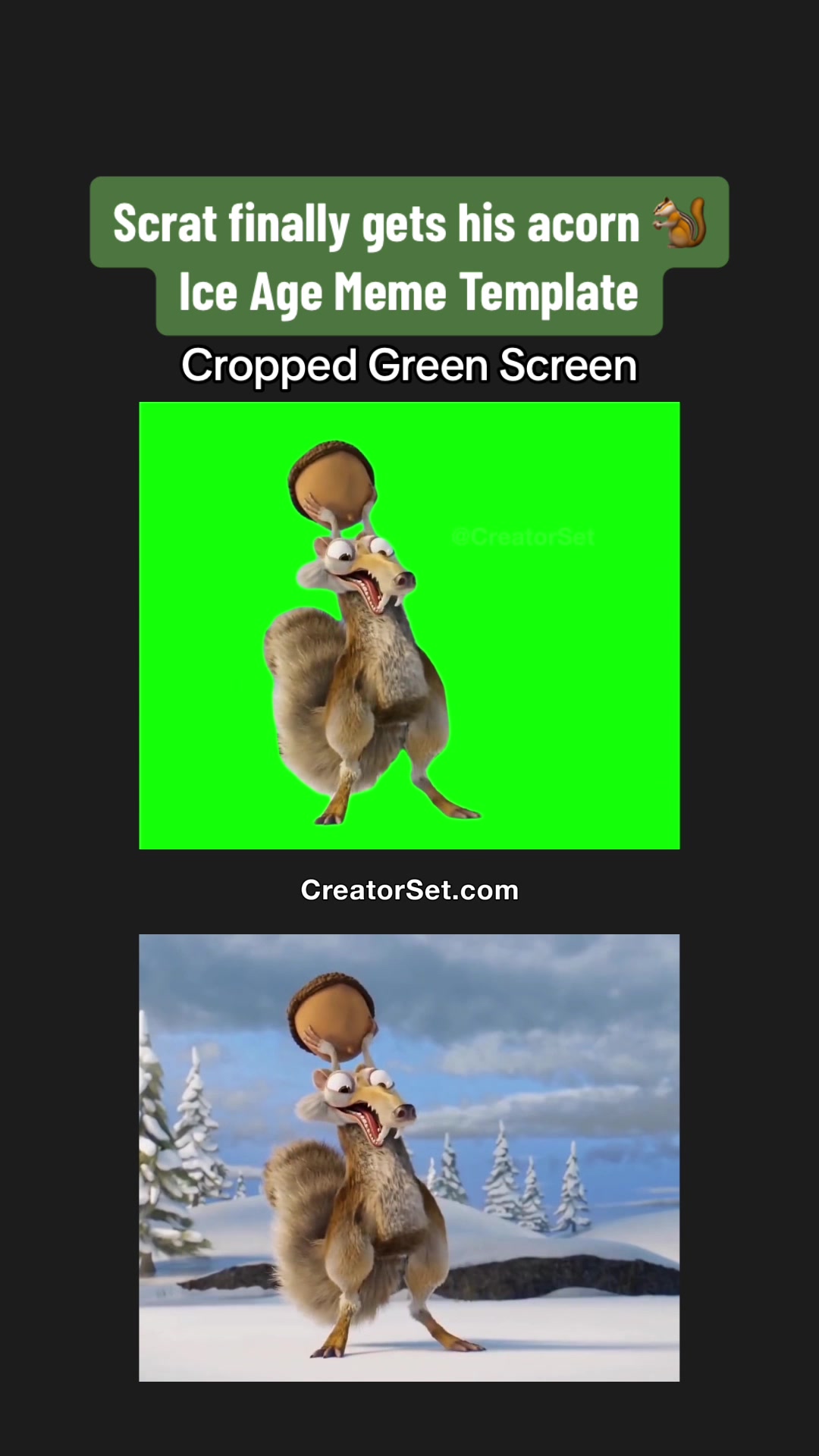 Scrat finally gets his acorn nut Green | CreatorSet.com Green Screens ...