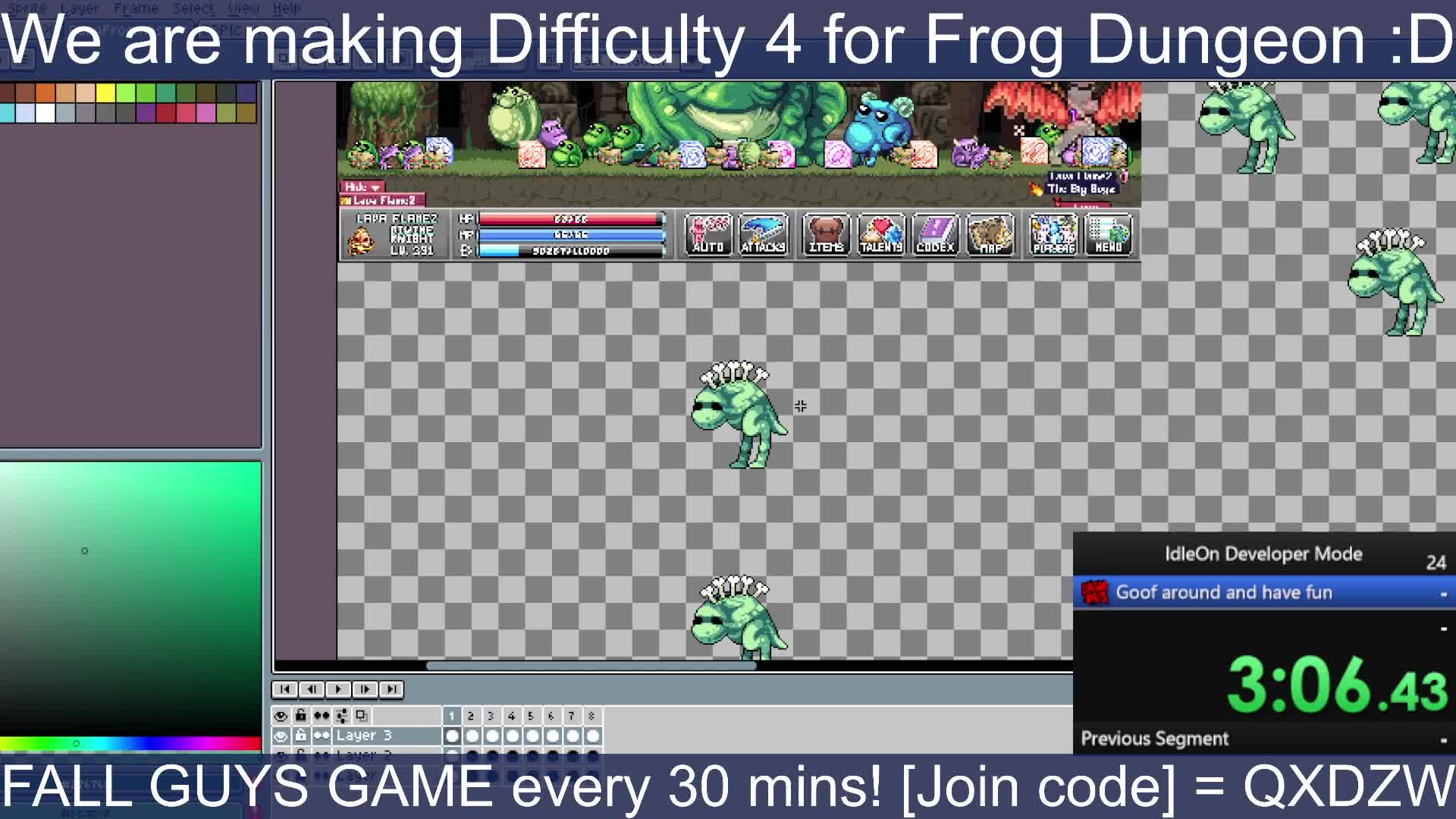 Part 1 tutorial is making the frog look | IdleOn Developer :3 (@idleon_official)