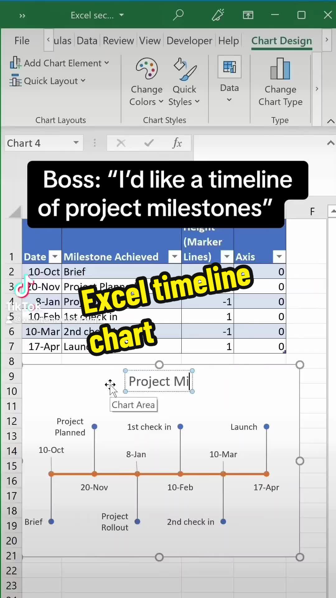 Timeline chart in Excel. Track project | Excel tips at XecuteTheVision (@excel.at.xecutethevision)