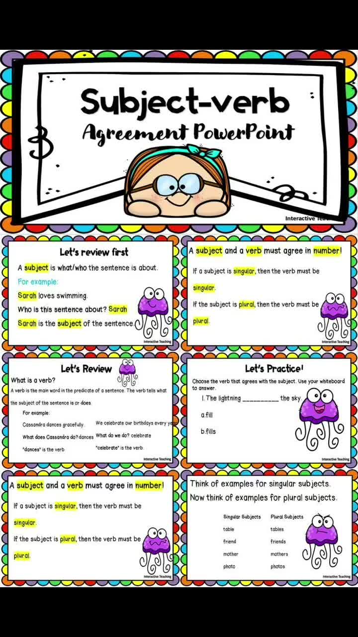Subject-Verb Agreement PowerPoint to | Interactive Teaching ...