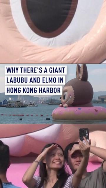 A giant Labubu inflatable floats on | CGTN Europe (@cgtneurope)