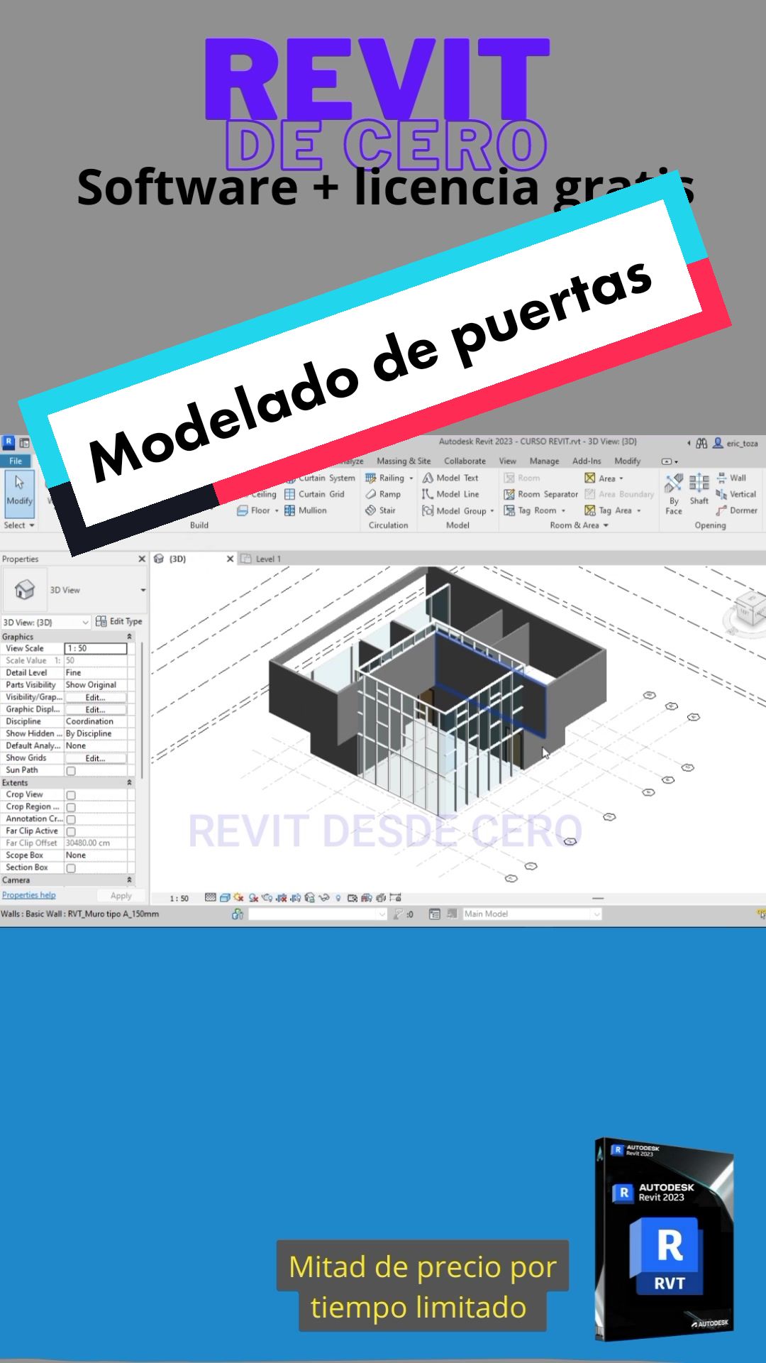 Aprende a modelar las puertas de tu | Revit desde Cero (@revit.de.cero)