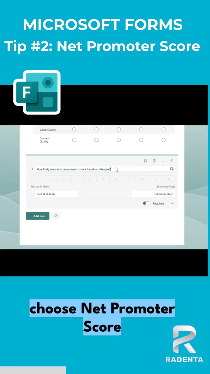 Tip#2: Net Promoter Score | MS Form | Radenta Technologies Inc ...