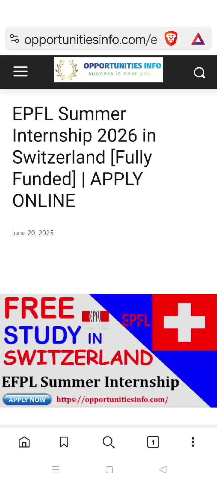 EPFL Summer Internship 2026 in | Opportunities Info (@opportunities__info)