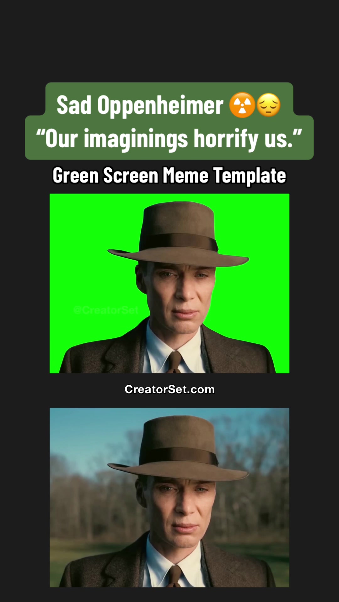 Sad Oppenheimer Green Screen Meme | CreatorSet.com Green Screens ...