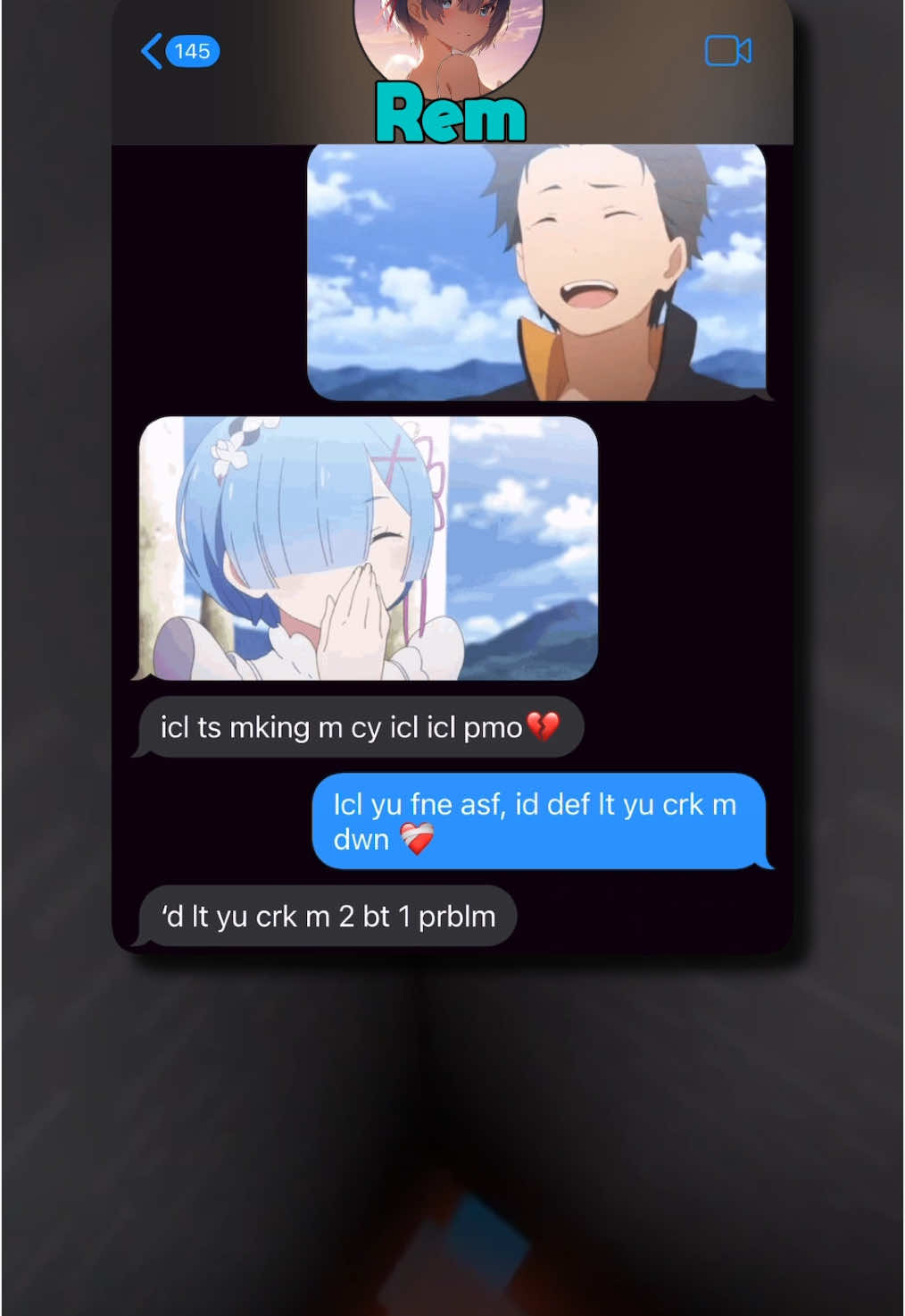 Why is Subaru and Rem going brainrot | Anitexts (@anitexts)