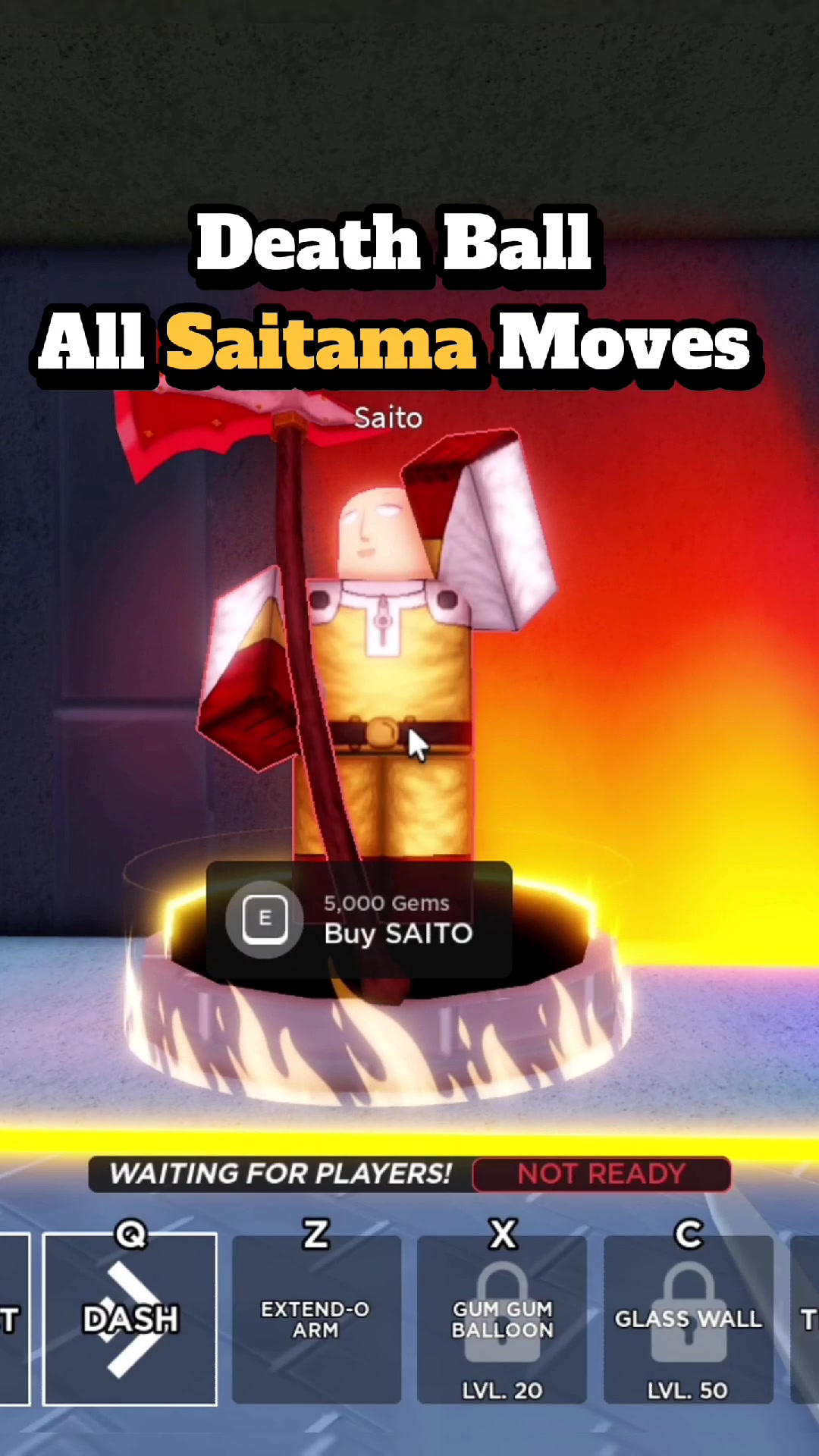 Roblox Death Ball all Saitama moves | wv9j (@imdr64)