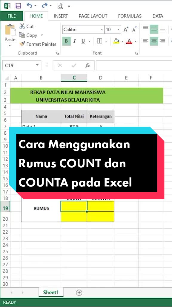 Cara menggunakan Rumus COUNT dan COUNTA | KSO | Software Developer ...