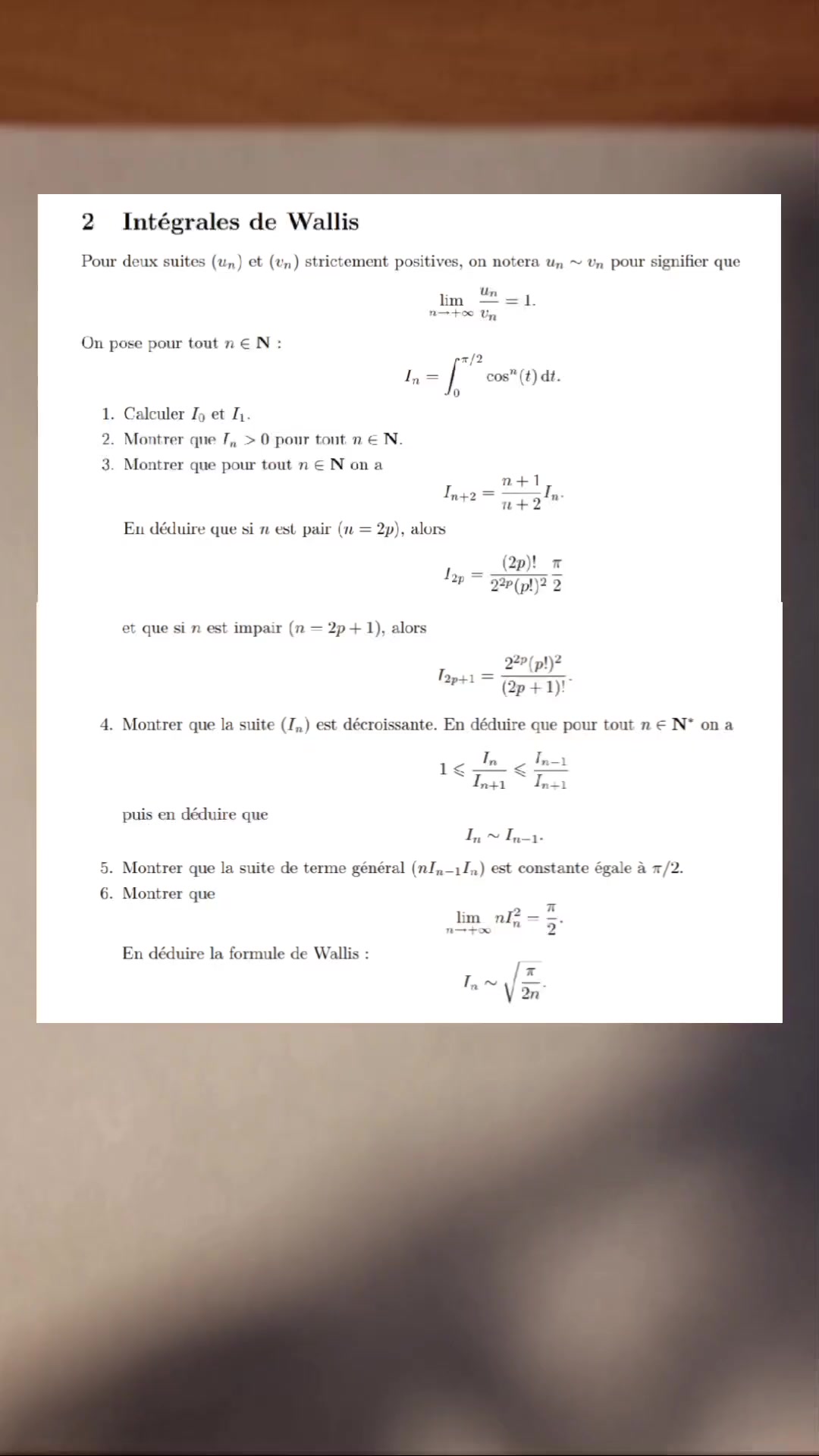 Calcul intégrales de Wallis et formule | AlgèBrille Exceller en maths🔥 ...