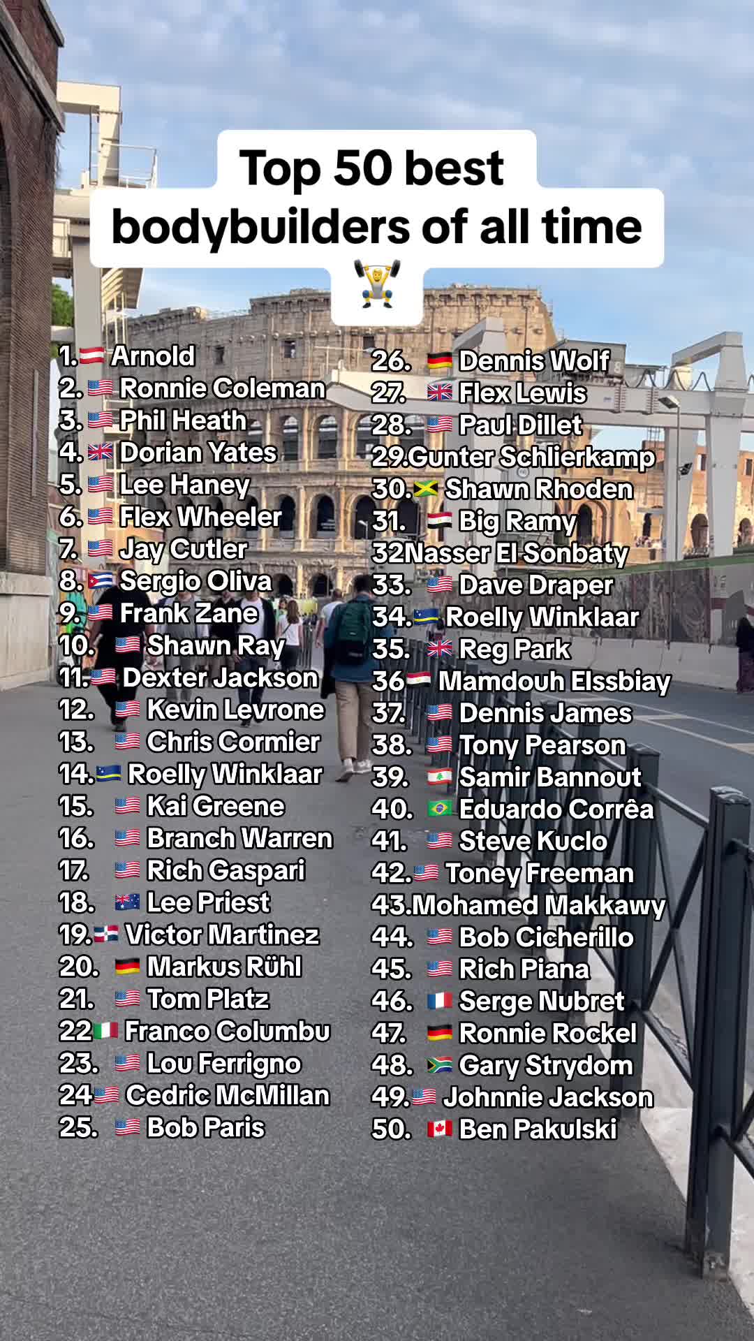 Top 50 best bodybuilders of all time🏋️ | Mr.Ranker (@mr.ranker0)