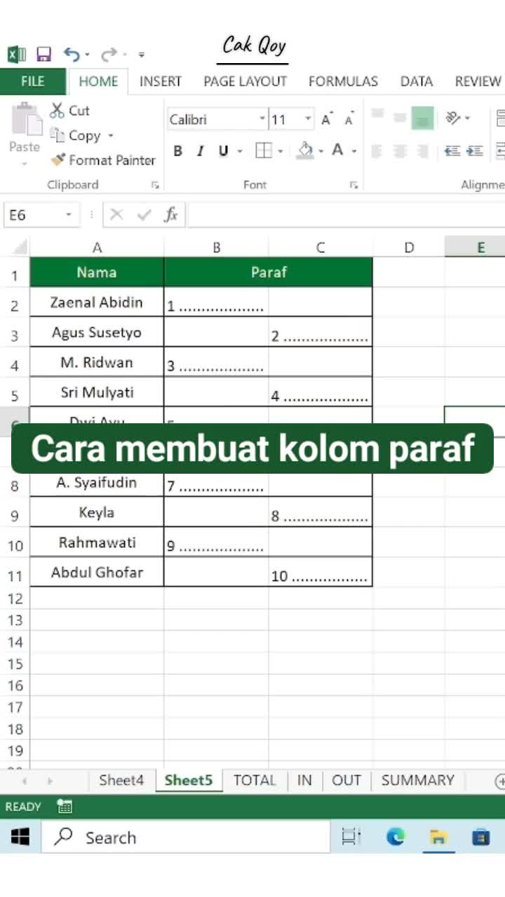 Cara membuat table paraf kehadiran | Cak Qoy (@cakqoy)